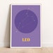 Leo, Zodiac Print Poster, Gold & Purple, Zodiac Colors, Zodiac Sign ...