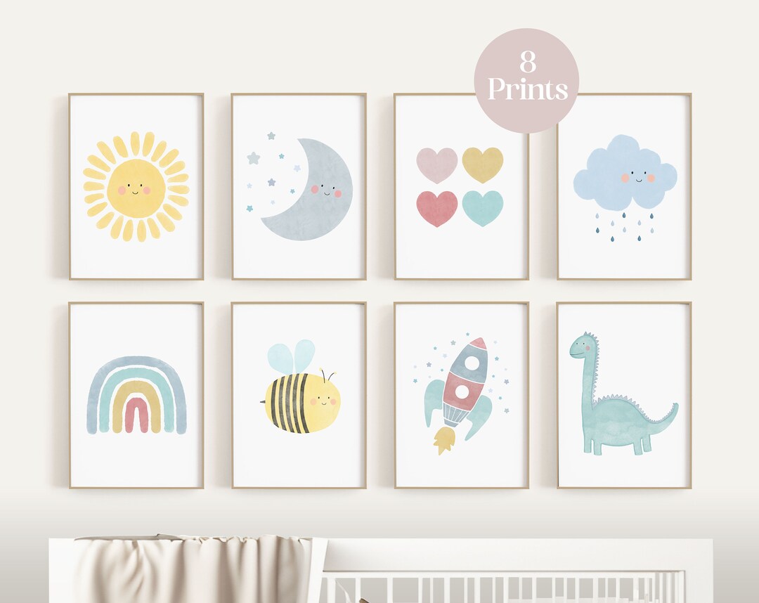 Cute Nursery Bundle, Set of 8 Prints, Nursery Art, Nursery Art Print ...