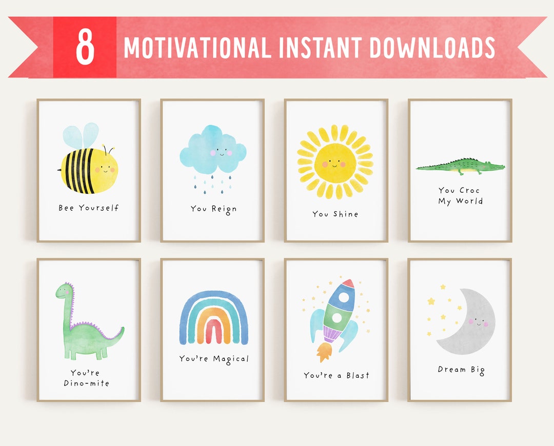 8 Motivational Prints Bundle, Educational Posters Set, Playroom Decor ...