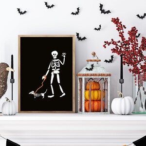 Skeleton Walking Dog, Halloween, Boo, Spooky, Poster, Dachshund, Doxie ...