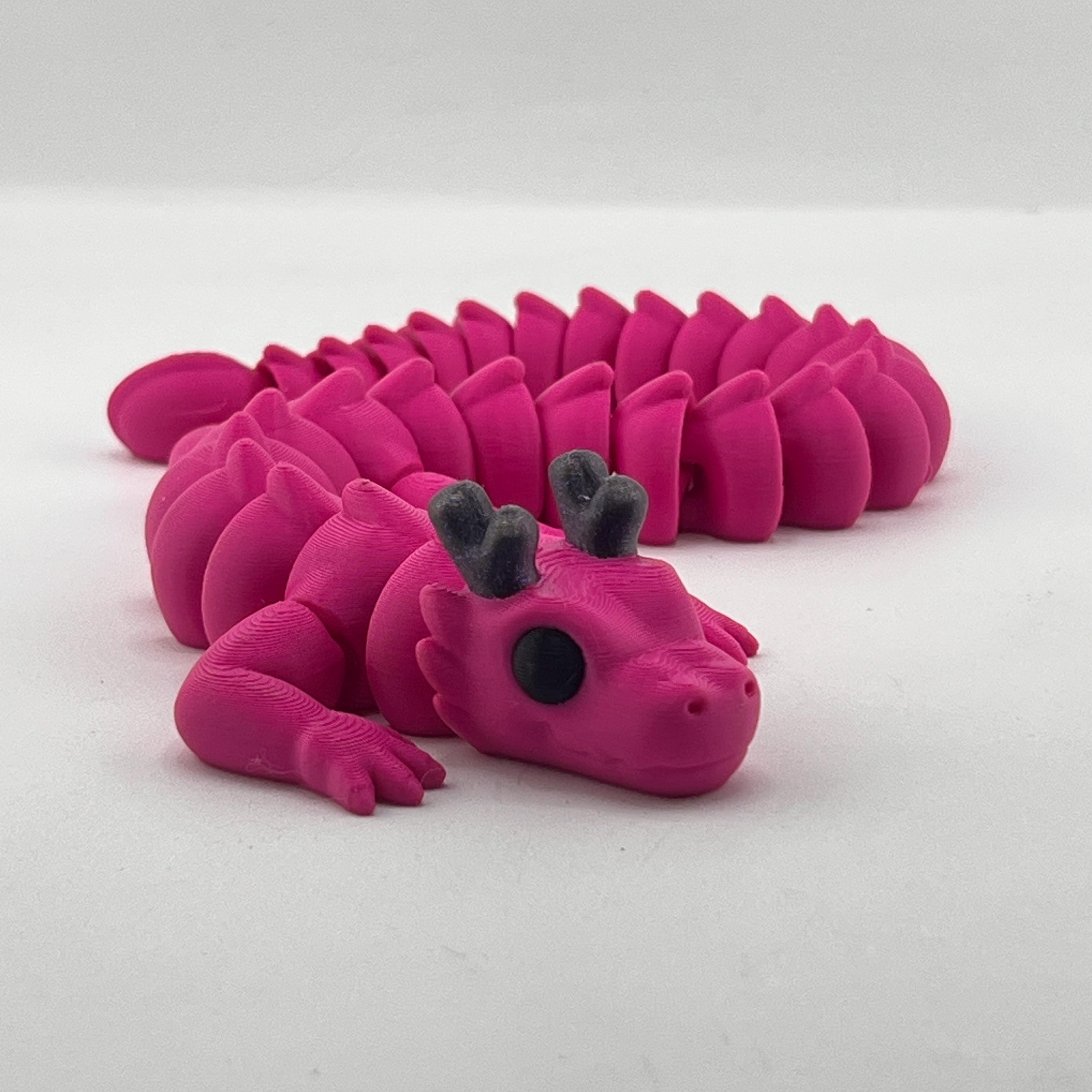 Flexi Dragon Toy With Horns – Custom Colors, Articulated Sensory Fidget ...