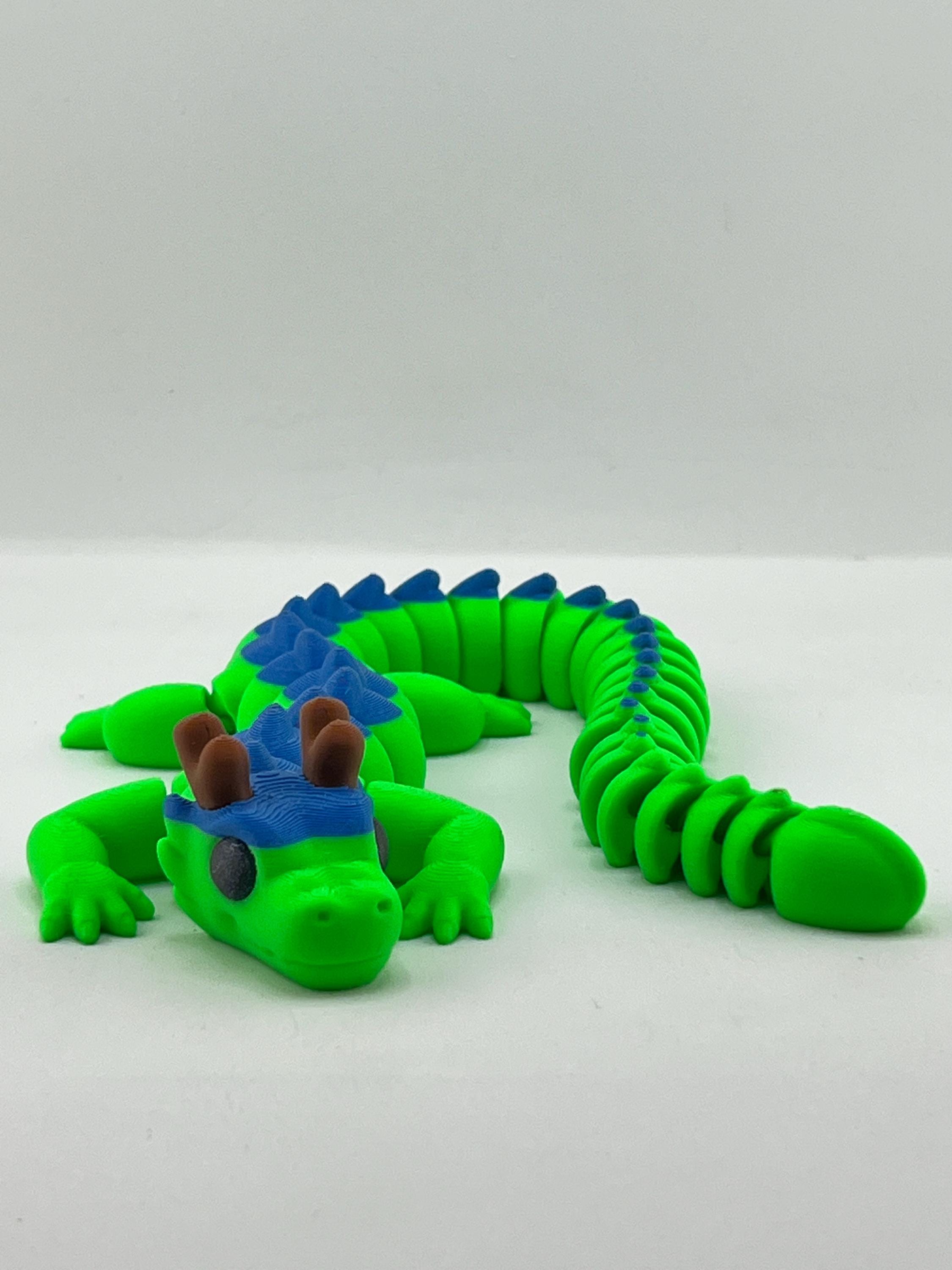 Flexi Dragon Toy With Horns – Custom Colors, Articulated Sensory Fidget ...