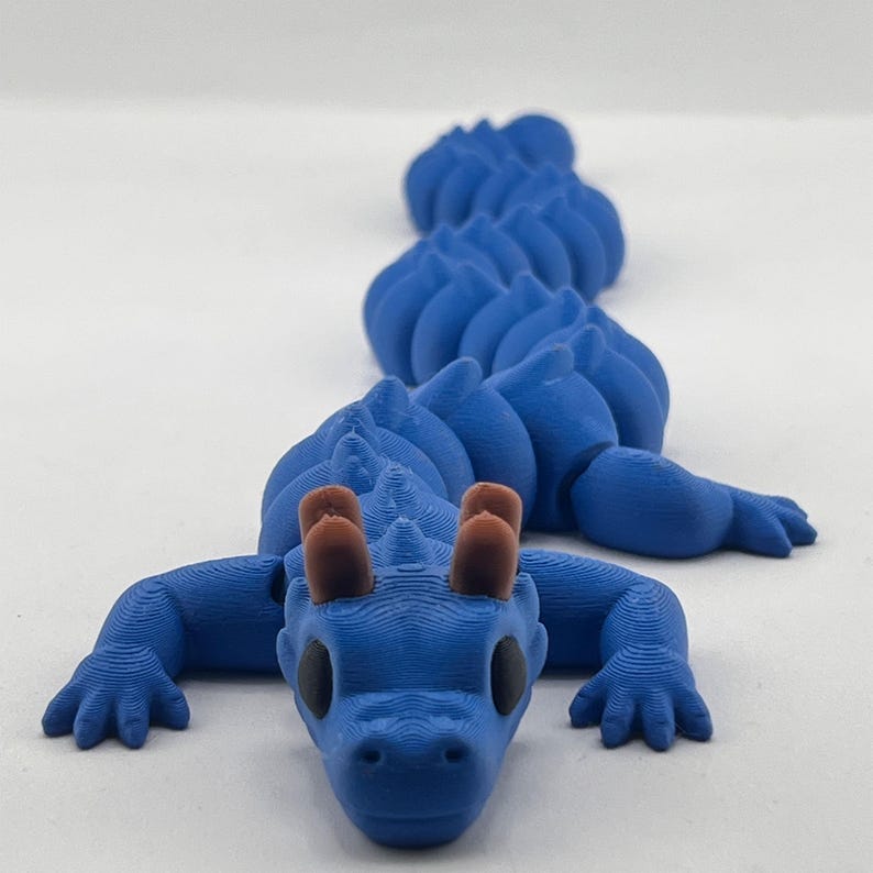 Flexi Dragon Toy With Horns – Custom Colors, Articulated Sensory Fidget ...