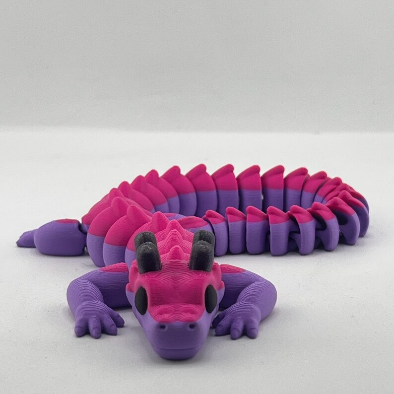 Flexi Dragon Toy With Horns – Custom Colors, Articulated Sensory Fidget ...