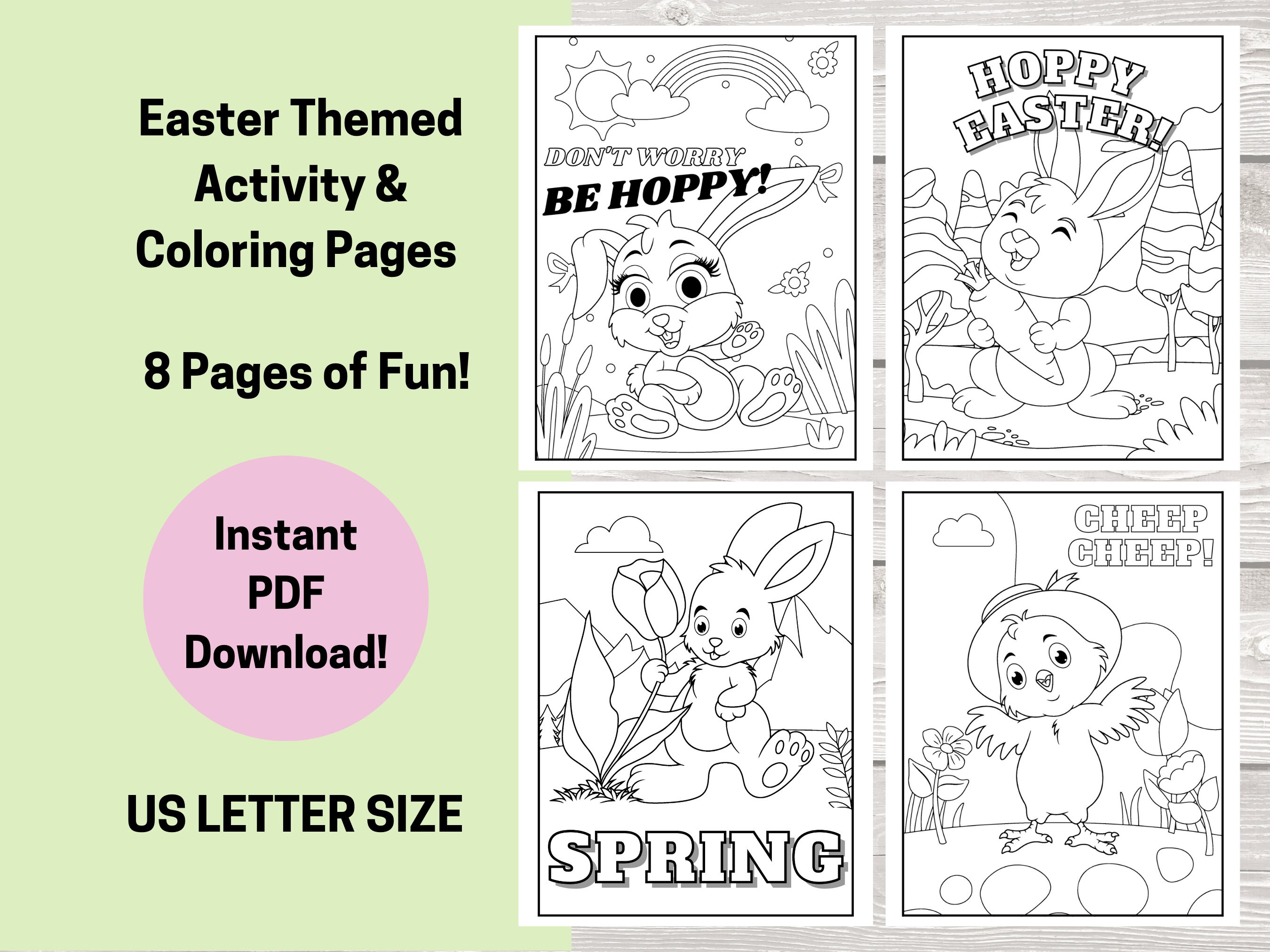 Easter Coloring Pages and Activity Pages for Kids, Instant Download PDF ...
