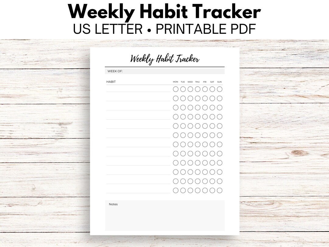 Habit Tracker Printable | Weekly, Instant Download - Etsy
