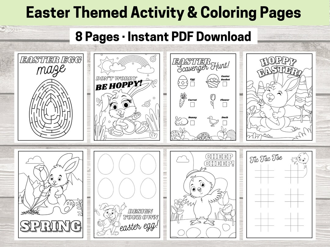 Easter Coloring Pages and Activity Pages for Kids, Instant Download PDF ...