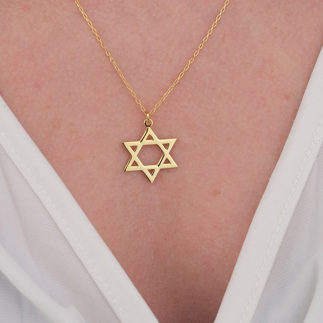 14k Gold Jewish Star Necklace 18k Gold Star of David - Etsy