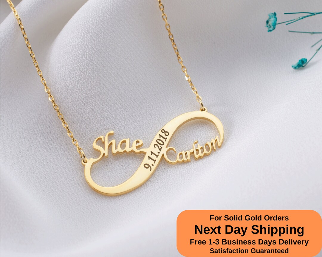 18k Gold Infinity Name Necklace, Love Necklace, 14k Gold Infinity ...