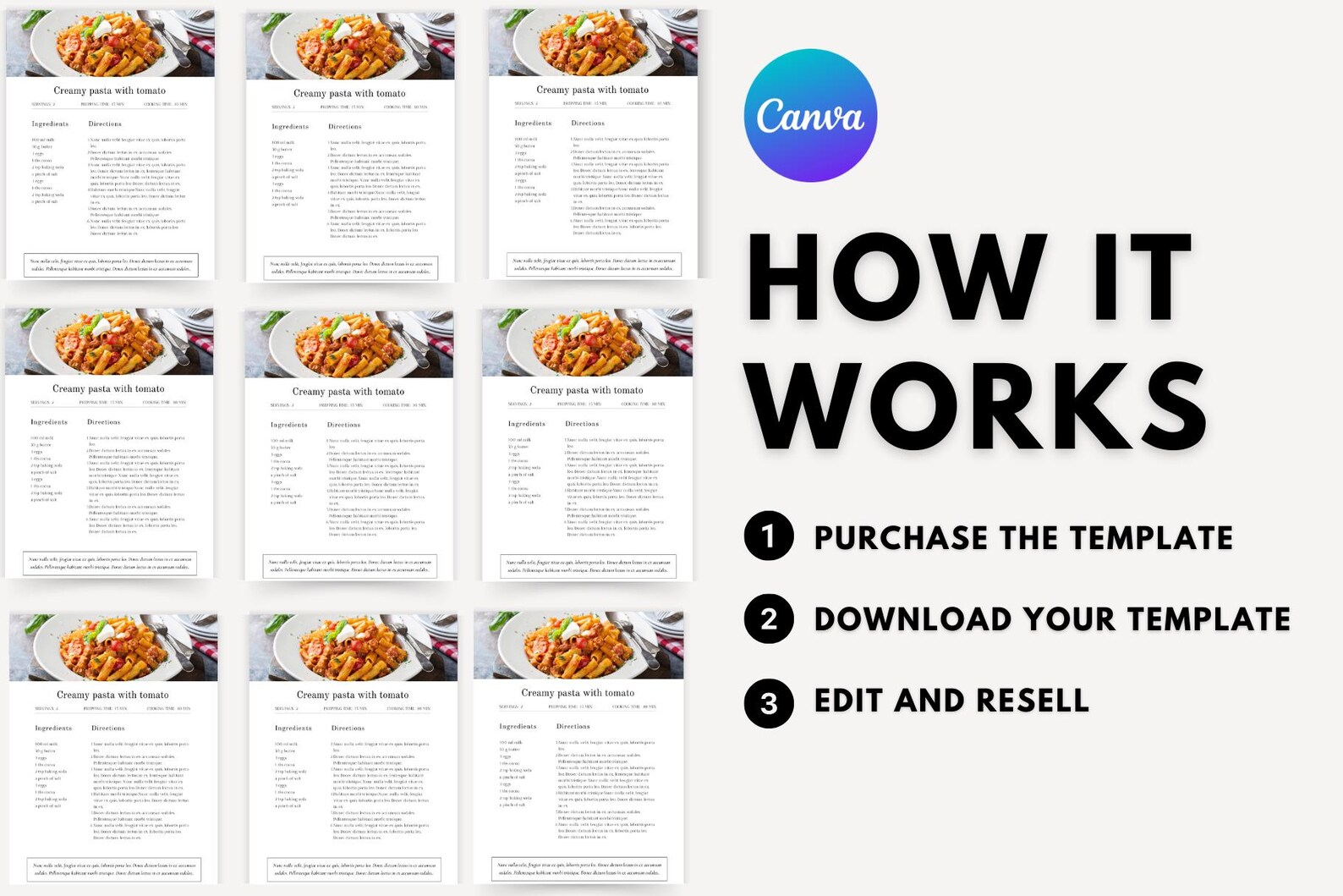 Simple Recipe Card Template Editable and Printable Canva Template Canva ...