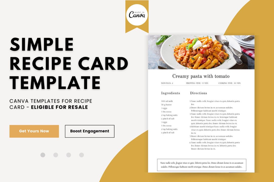 Simple Recipe Card Template Editable and Printable Canva Template Canva ...