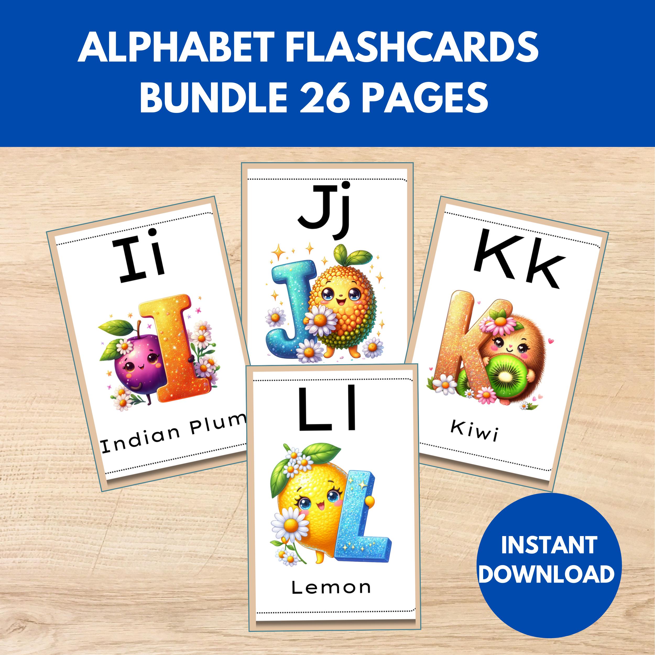 Alphabet Flashcards for Preschoolers, Fruit Themed, Printable A-Z ...