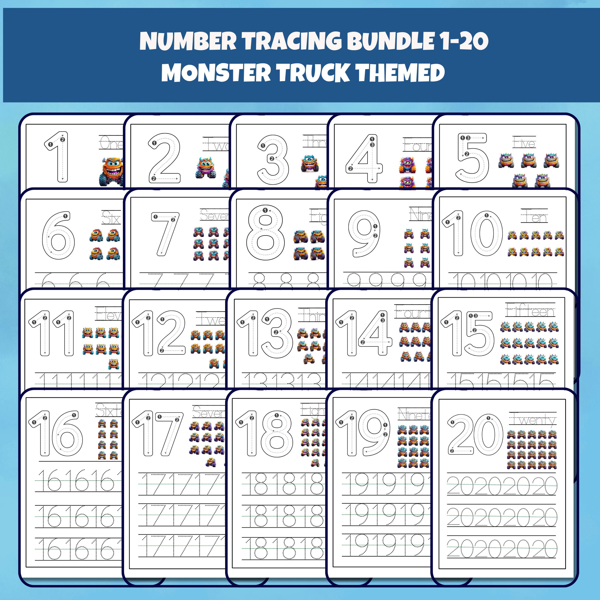 Number Tracing Pack| 1-20 Number Tracing | Educational Activity| Number ...