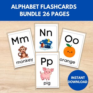 Alphabet Flashcards, Printable A-Z Letter Cards, Preschool Learning ...