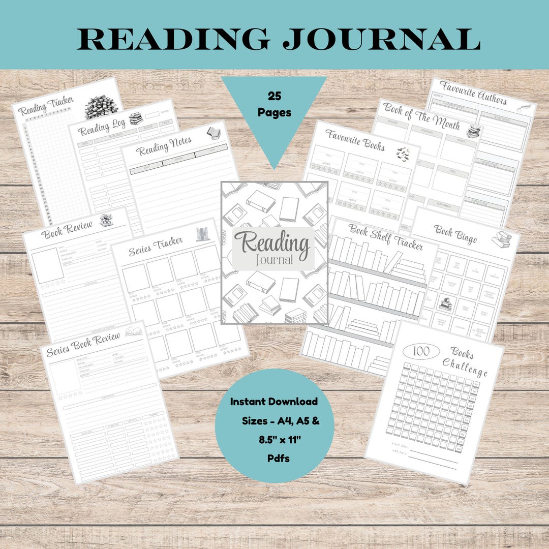Book Reading Journal Bundle, Reading Journal Printable Bundle ...