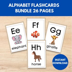 Alphabet Flashcards, Printable A-Z Letter Cards, Preschool Learning ...