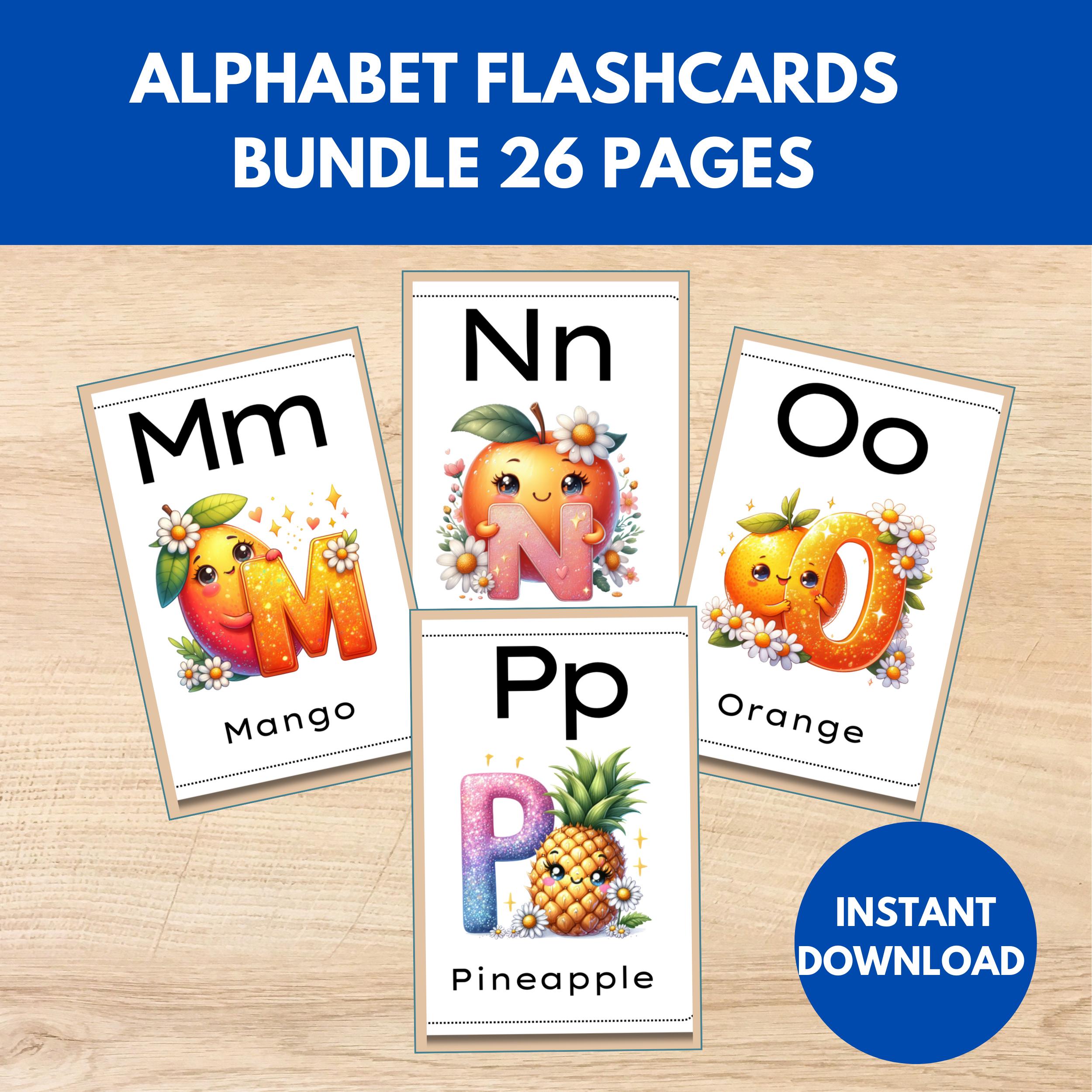 Alphabet Flashcards for Preschoolers, Fruit Themed, Printable A-Z ...