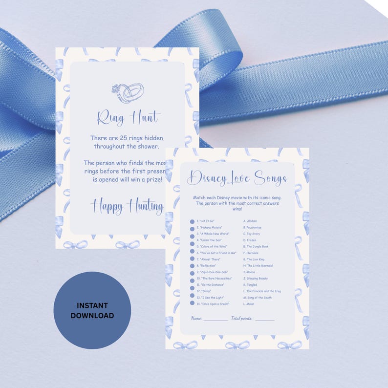 Something Blue Bridal Shower Games Bundle, 20 Minimalist Activities ...