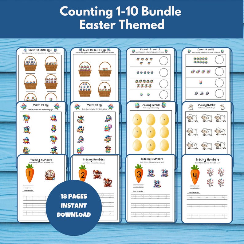 Number Worksheets for Preschoolers | Counting 1-10 Printable Bundle ...