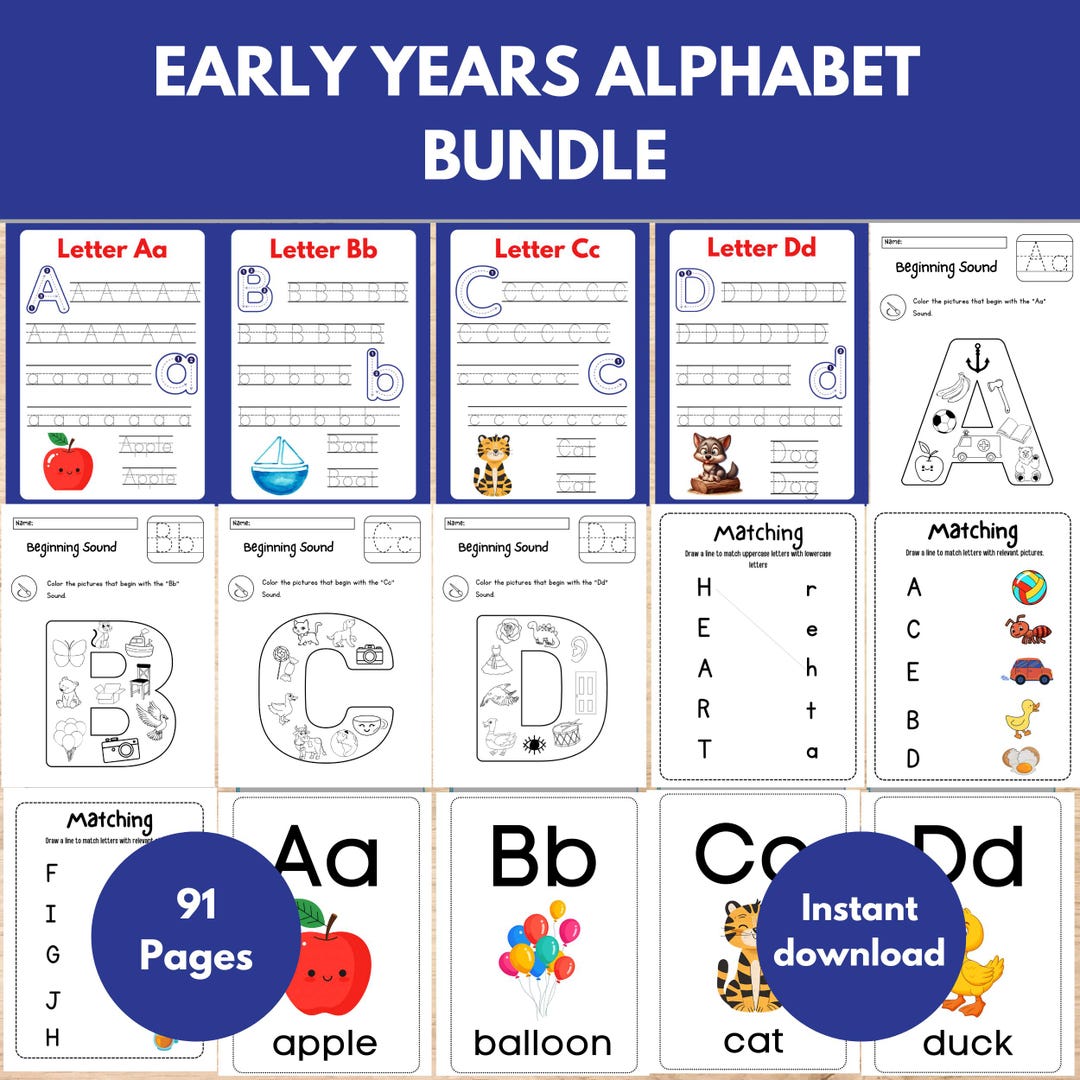 Early Years Alphabet Bundle, Printable Alphabet Pages, Alphabet ...