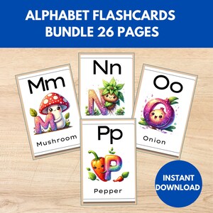 Alphabet Flashcards for Preschoolers, Vegetable Themed, Printable A-Z ...