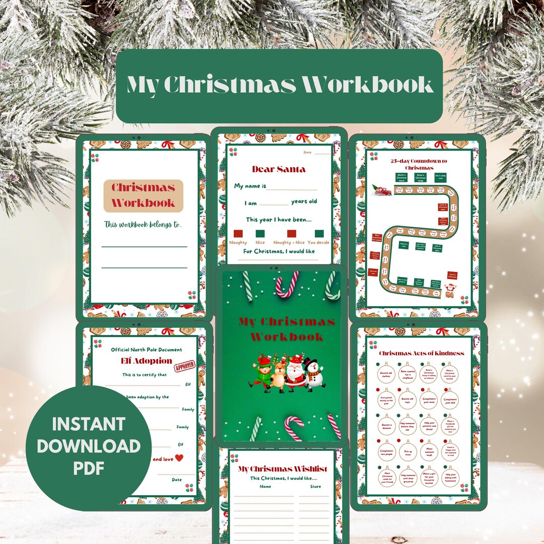 Christmas Workbook, Christmas Workbook for Children, Christmas ...