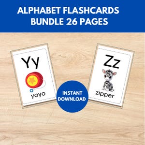 Alphabet Flashcards, Printable A-Z Letter Cards, Preschool Learning ...