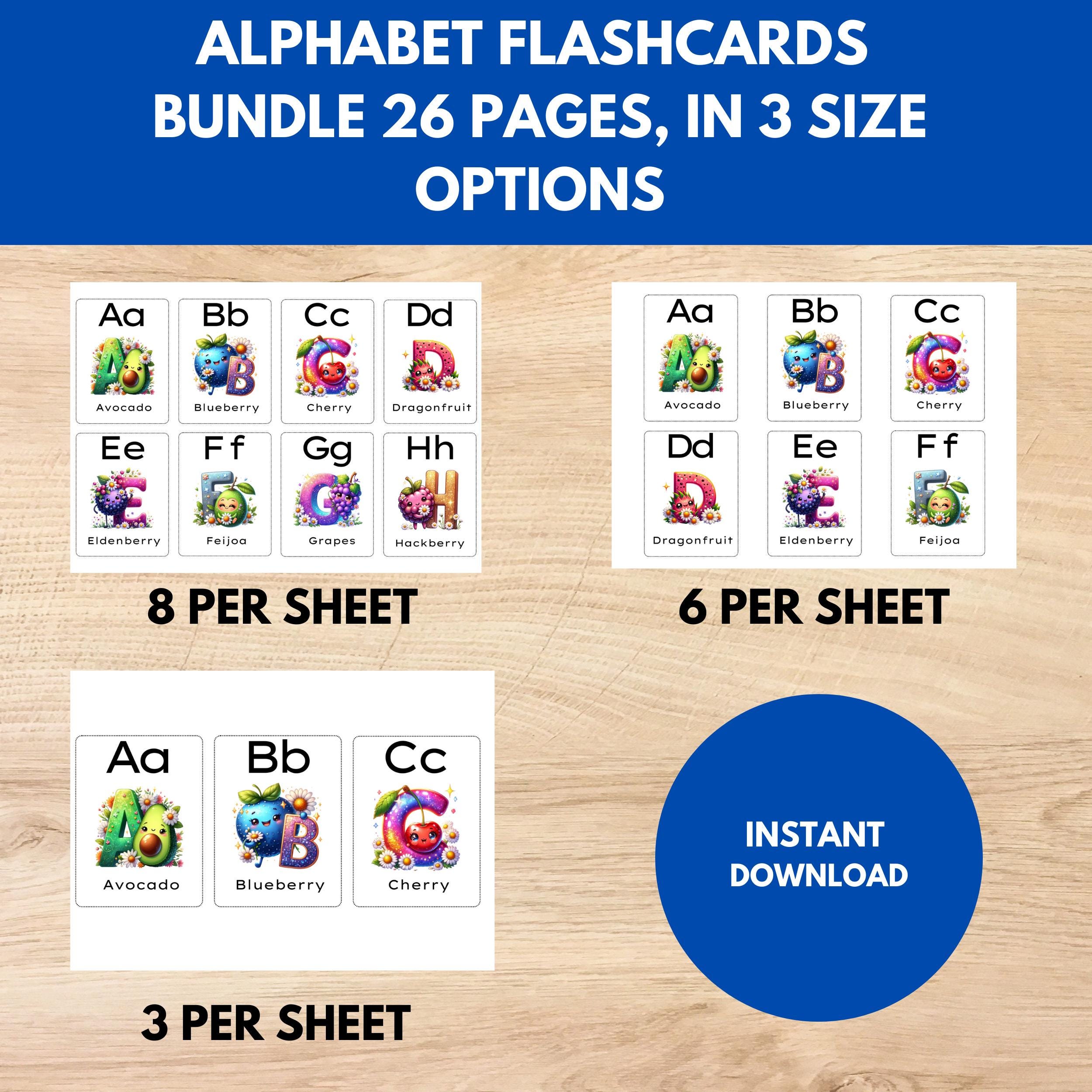 Alphabet Flashcards for Preschoolers, Fruit Themed, Printable A-Z ...