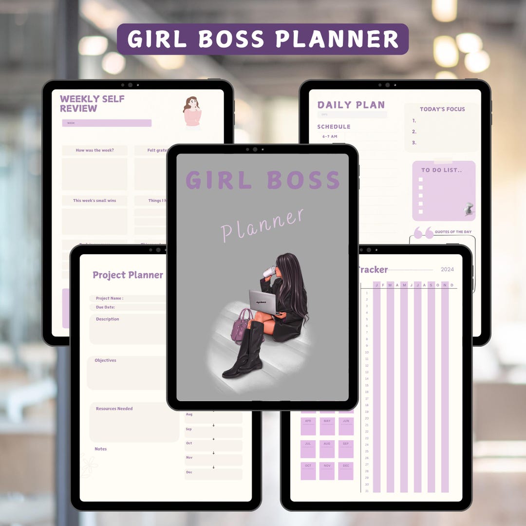 Girl Boss Planner, 2024/2025, Editable Girl Boss Planner, Self Care ...