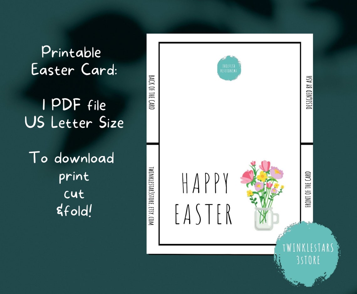 Printable Easter Greeting Card Instant Download 7 X 5 Inch Cards for ...