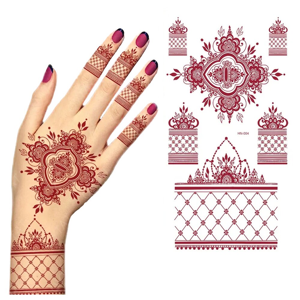 Coolio-se Henna Tattoo Unique Mehndi Design India Maroon for Finger and ...