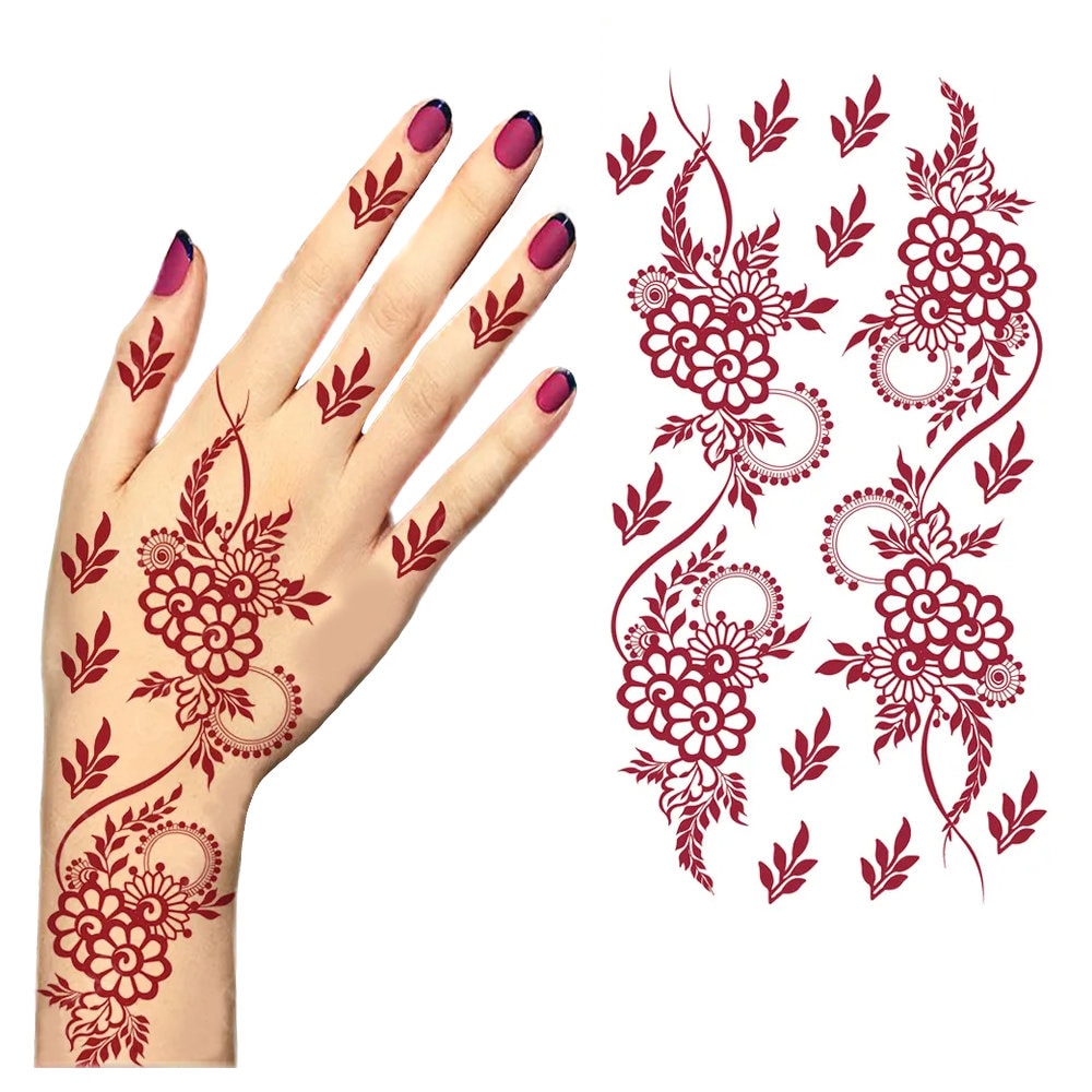 Coolio-se Henna Tattoo Unique Mehndi Design India Maroon for Finger and ...