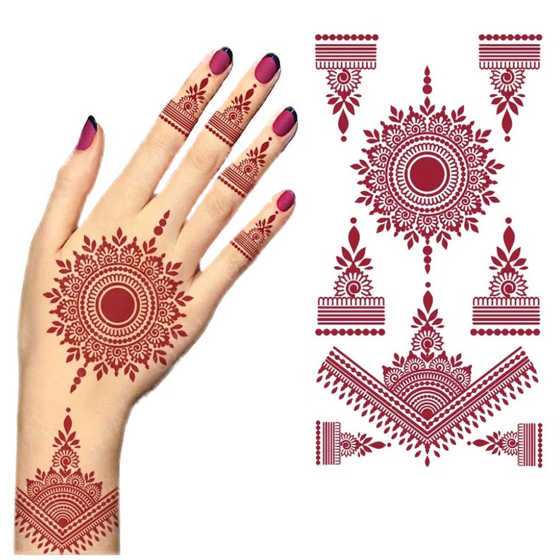 Coolio-se Henna Tattoo Unique Mehndi Design India Maroon for Finger and ...
