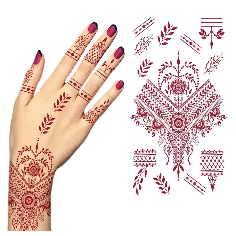 Coolio-se Henna Tattoo Unique Mehndi Design India Maroon for Finger and ...