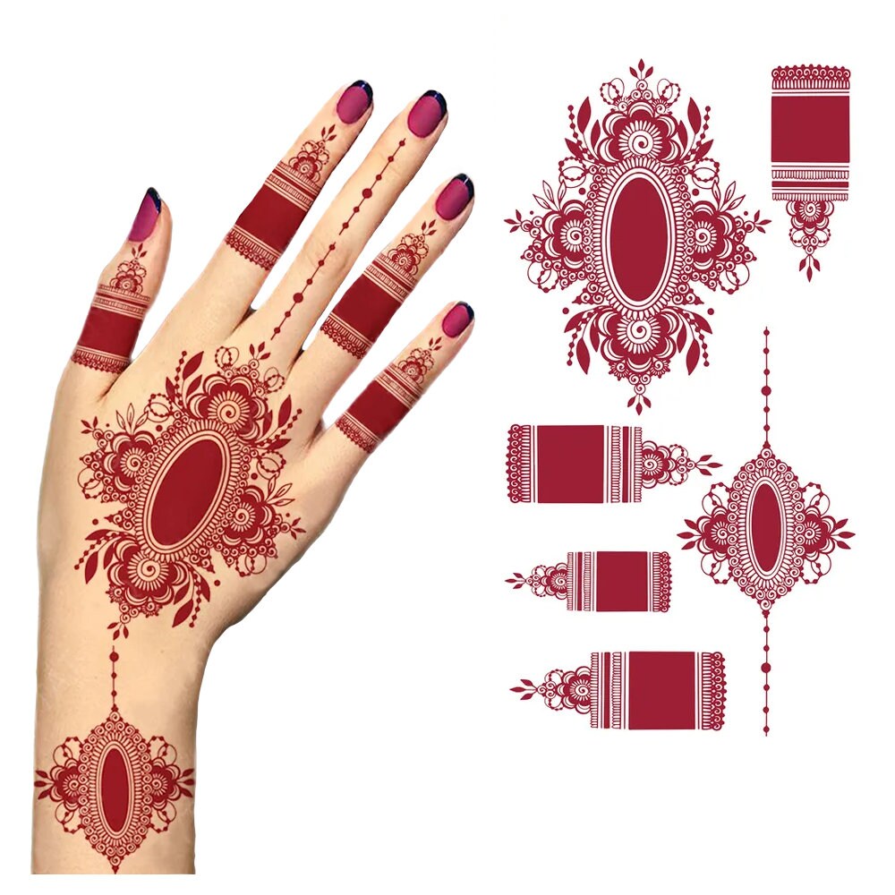 Coolio-se Henna Tattoo Unique Mehndi Design India Maroon for Finger and ...