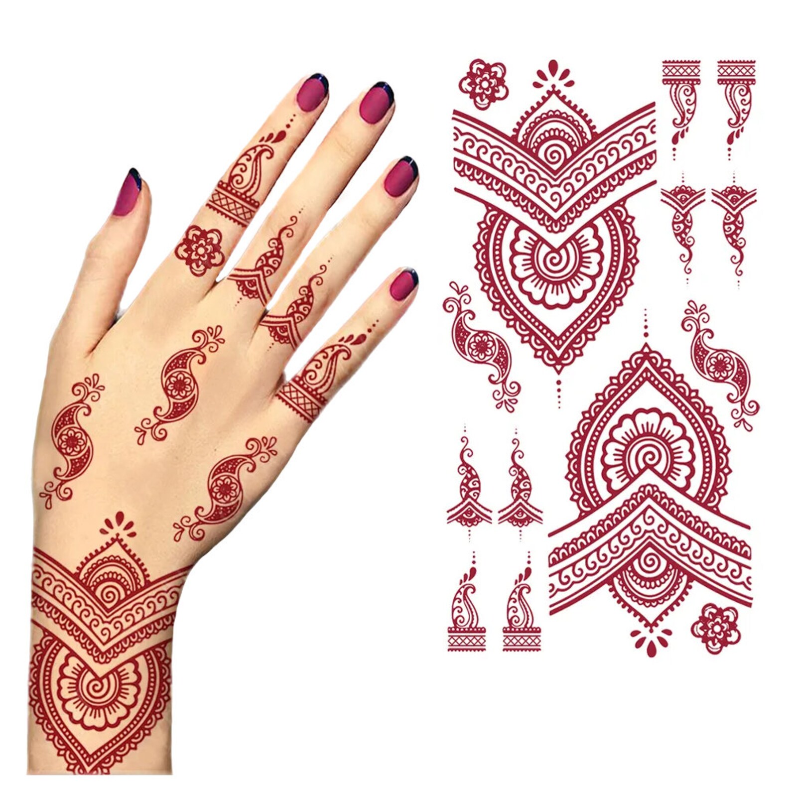 Coolio-se Henna Tattoo Unique Mehndi Design India Maroon for Finger and ...