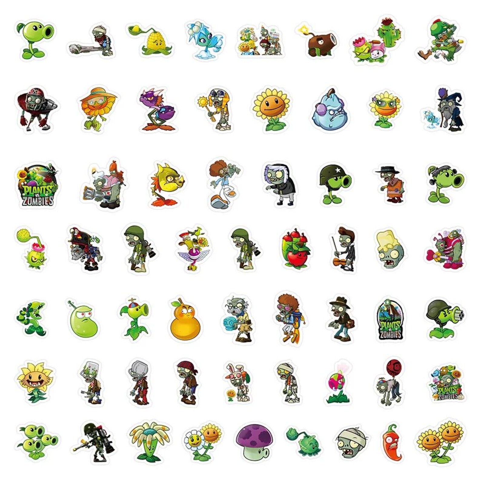 60pcs Plants Vs Zombies Games Sticker Cartoon Halloween Graffiti Vinyl ...