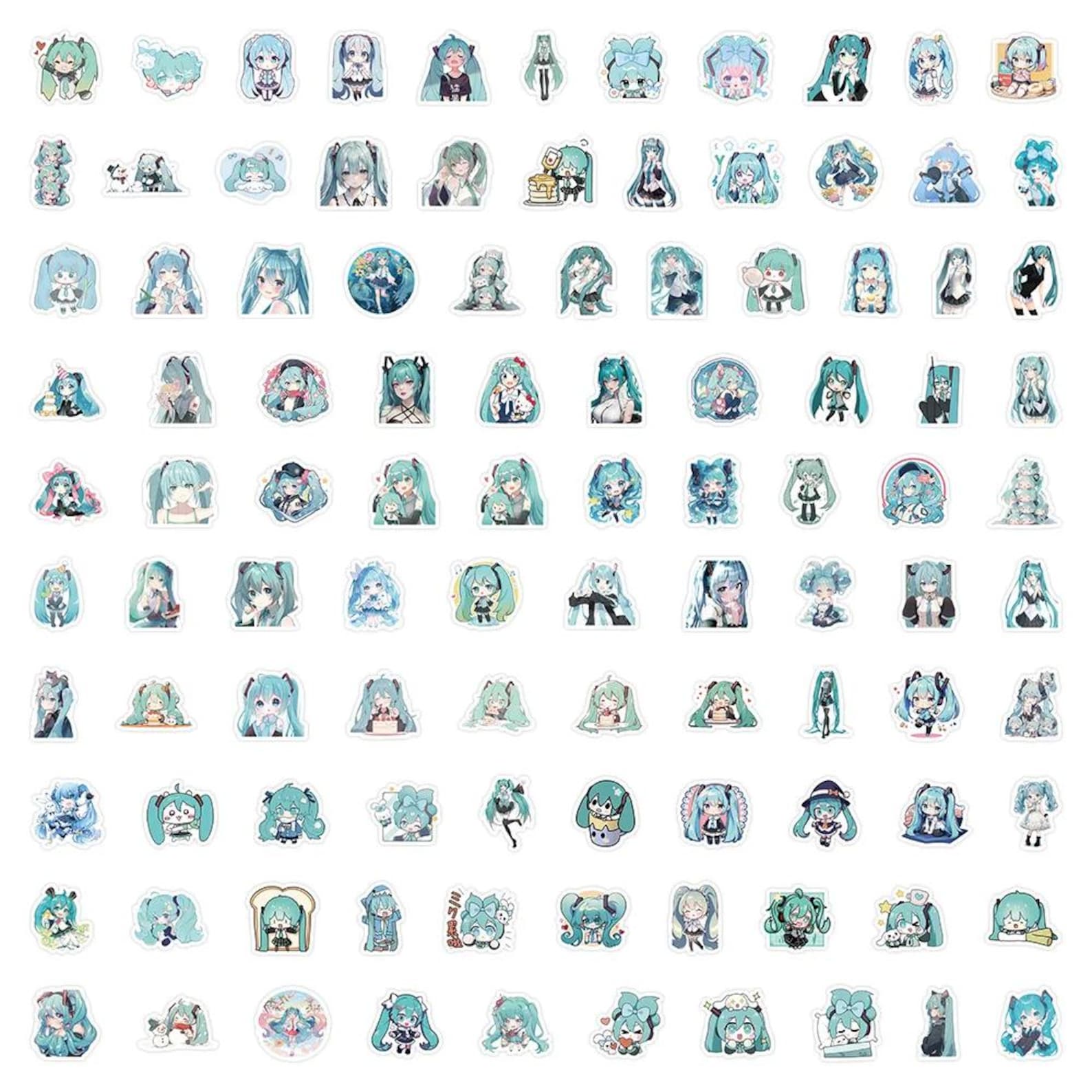 Hatsune Miku Stickers 100pcs Kawaii Cartoon Graffiti Decals Waterproof ...