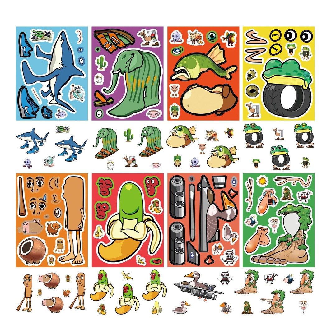 16 Sheets Tung Tung Sahur Puzzle Stickers, Kawaii Waterproof Stickers ...