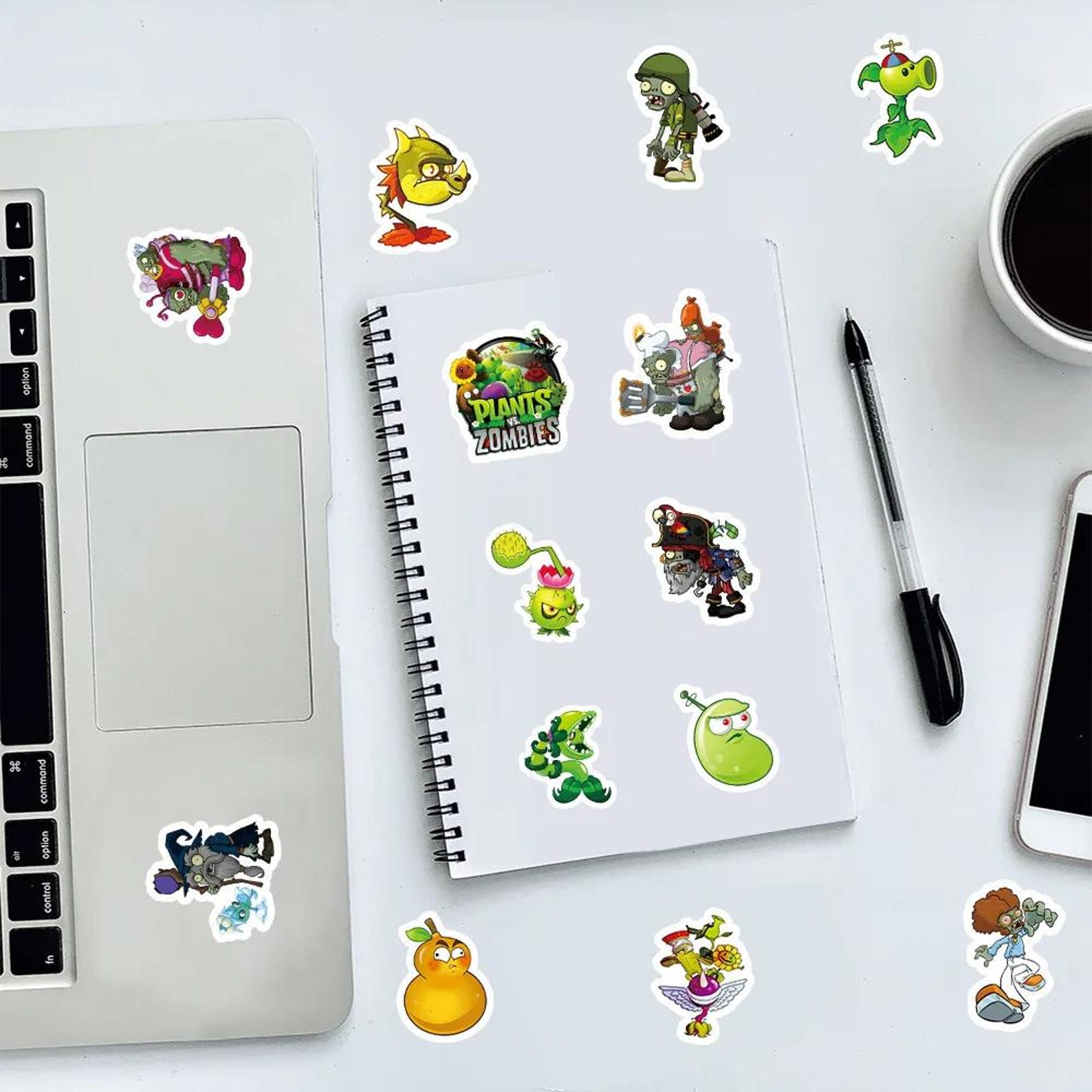 60pcs Plants Vs Zombies Games Sticker Cartoon Halloween Graffiti Vinyl ...