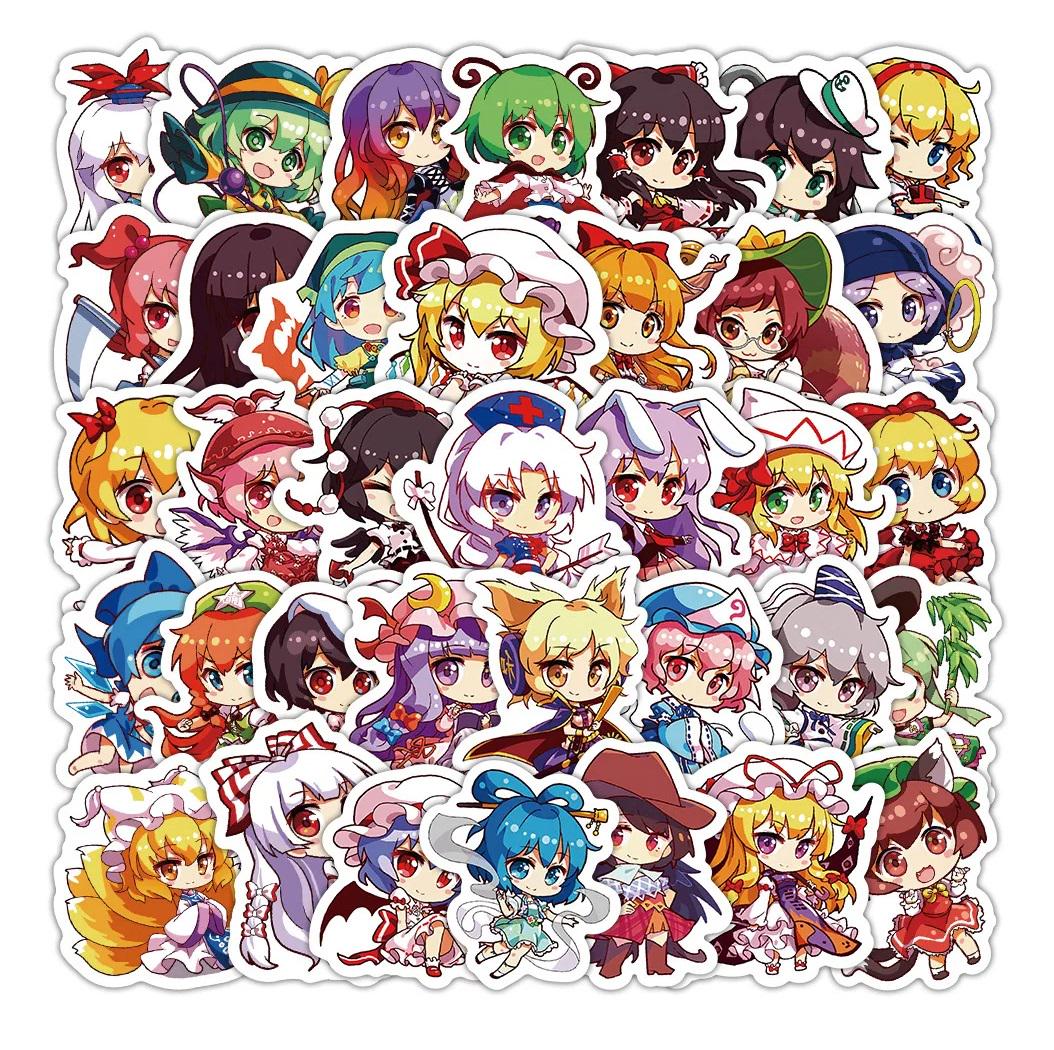 Touhou Project Vinyl Stickers 60pcs Cartoon Sticker Graffiti Decals ...
