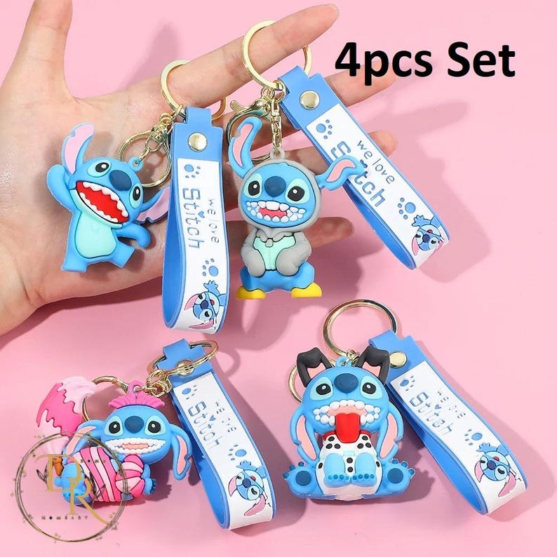 Lilo & Stitch Keychain, Cartoon Toy Key Ring, Kawaii Anime Doll Pendant ...