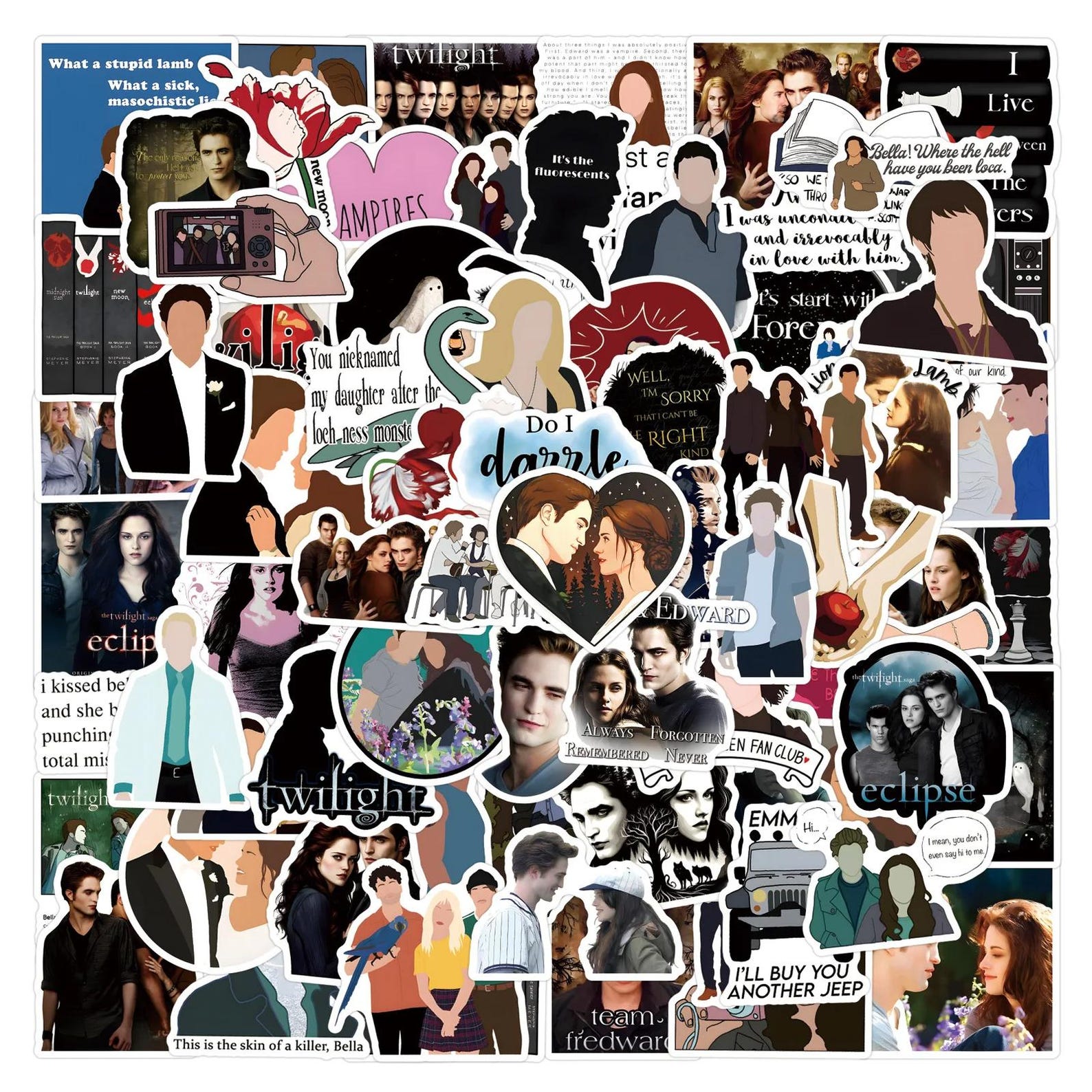 Twilight Stickers 110pcs Edward Sparkle Sticker Graffiti Decals ...