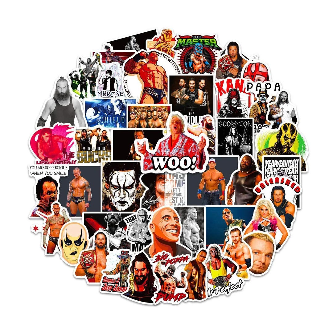 50pcs WWE Fight Wrestling Cartoon Graffiti Decal Stickers for DIY ...