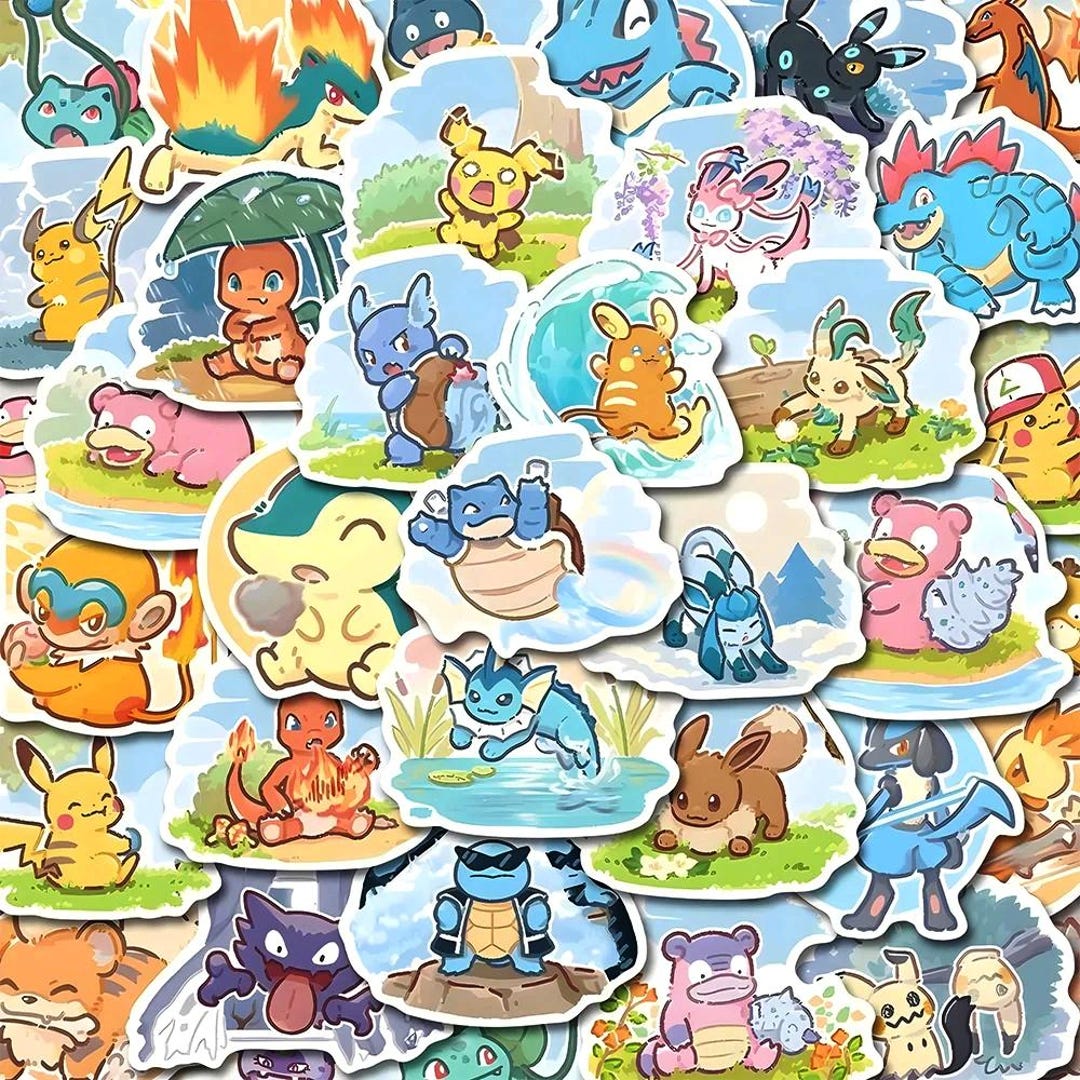 30pcs Pokemon Graffiti Stickers, Anime Hand Drawn Stickers Kawaii DIY ...