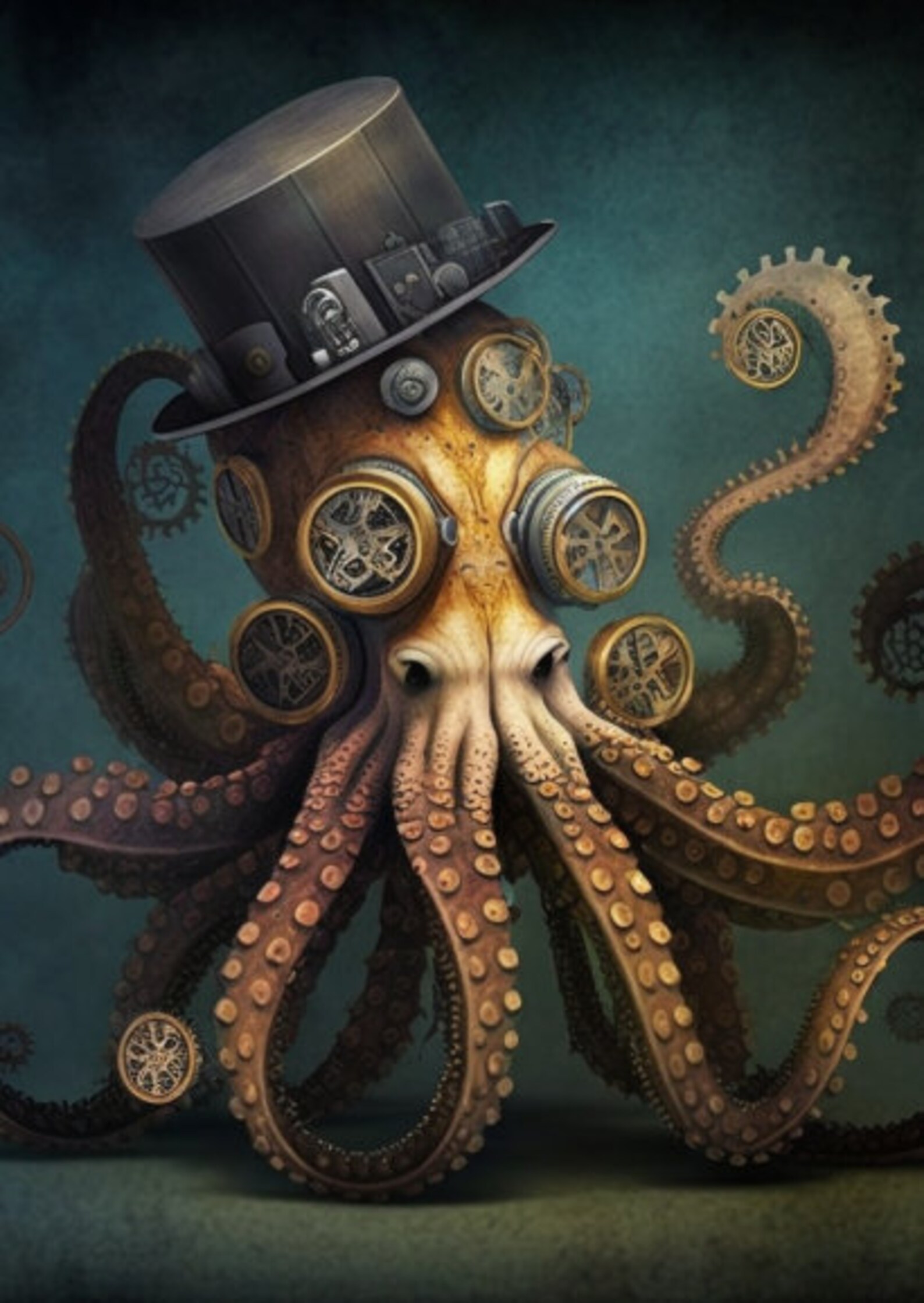 Steampunk Octopus Postcard - Etsy