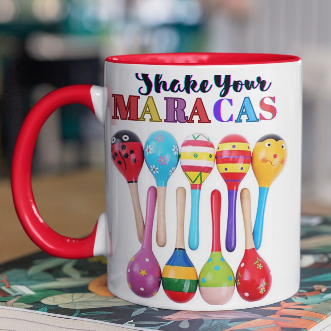 Maracas Gift Mug -two Tone White and Red Maracas- Tea Coffee Gift, Two ...