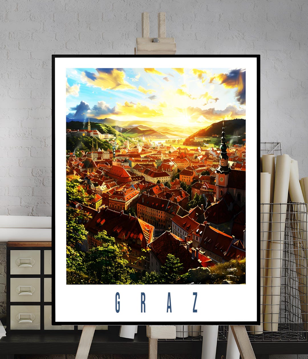 Graz Travel Poster Wall Art Graz Austria Travel Poster Graz Gift Graz ...