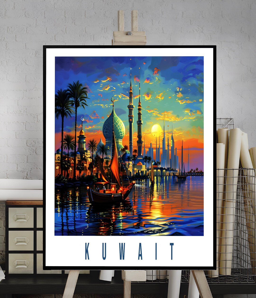 Kuwait Travel Poster Gift Travel Poster Kuwait Wall Art Kuwait Vintage ...