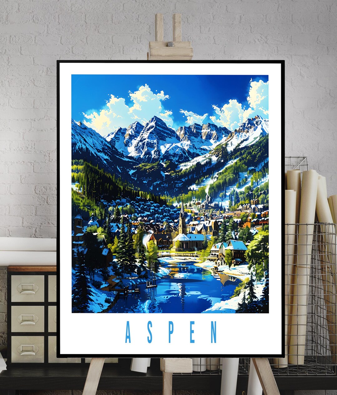 Aspen Travel Poster Wall Art Aspen Home Decor Travel Poster Aspen ...